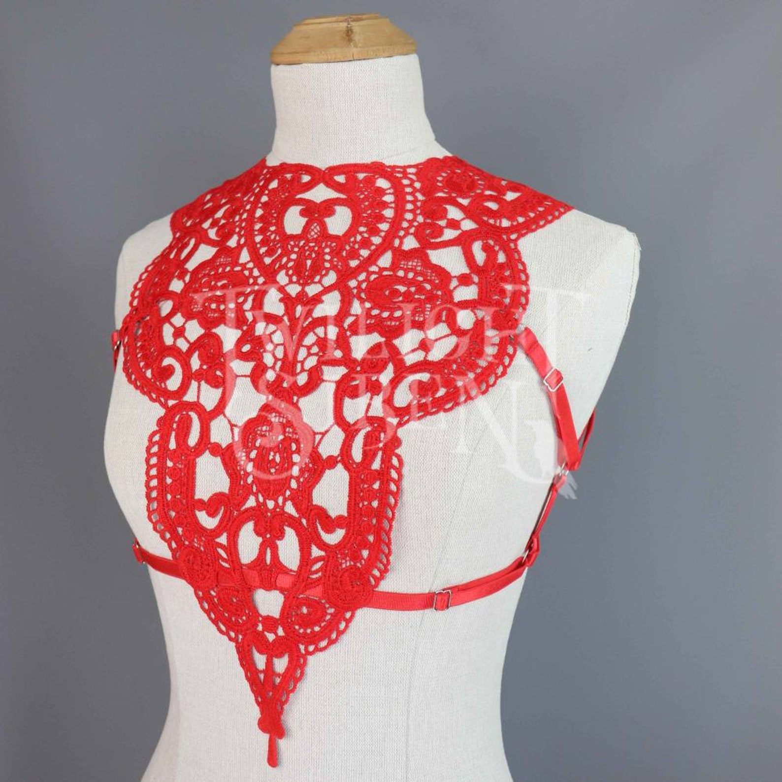 LACE BODY HARNESS Lingerie / Red Lace Elastic Strap Harness / - Etsy