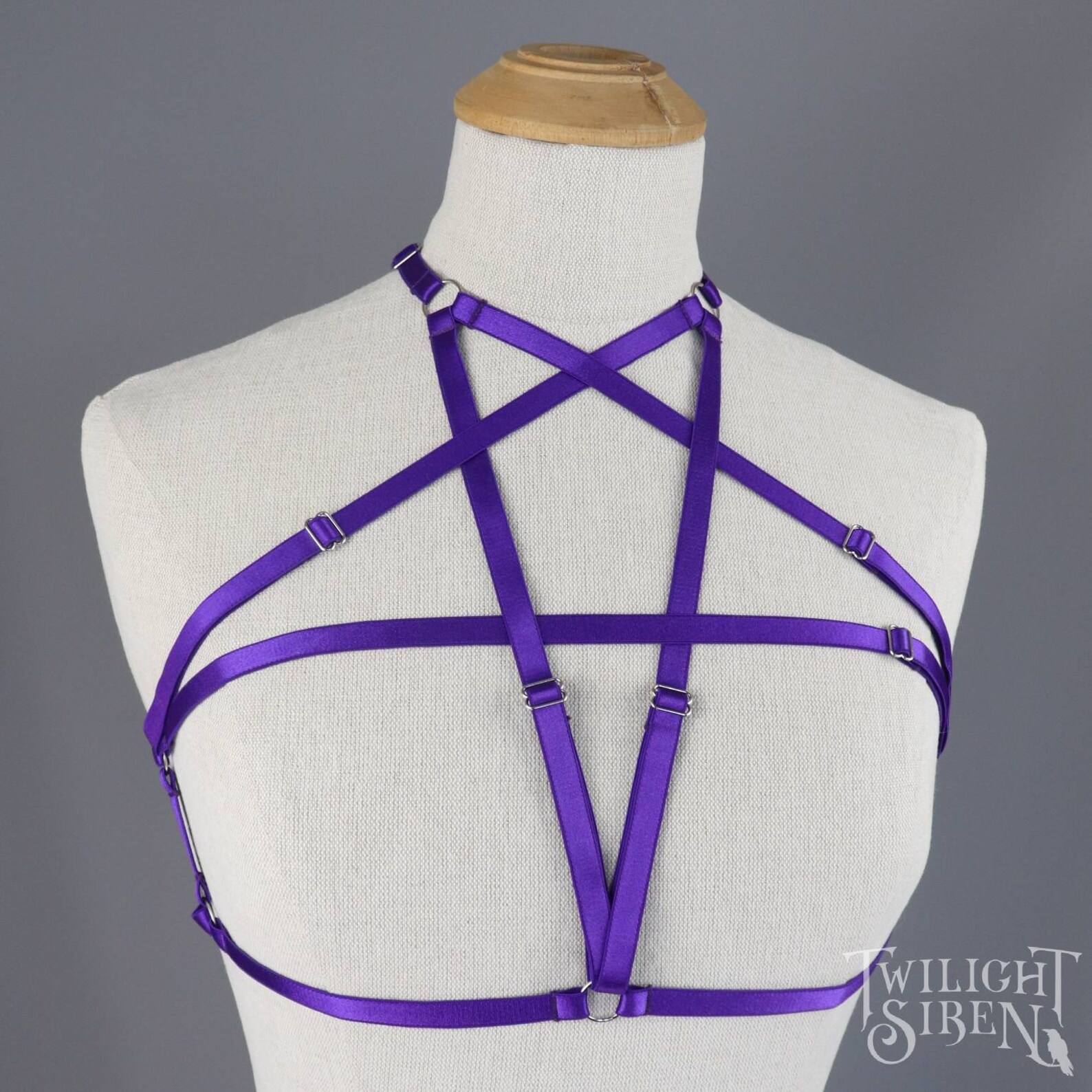 PENTAGRAM BODY HARNESS / Purple Elastic Strap Cage Bra - Etsy