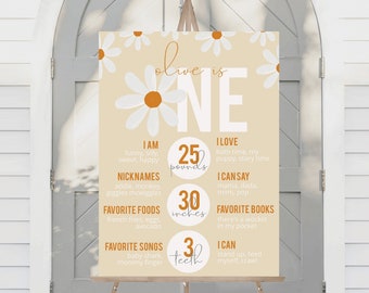 Retro Daisy First Birthday Party Invitations Printable | Etsy