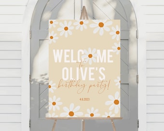 Retro Daisy Birthday Party Welcome Sign | Printable Instant Download ...