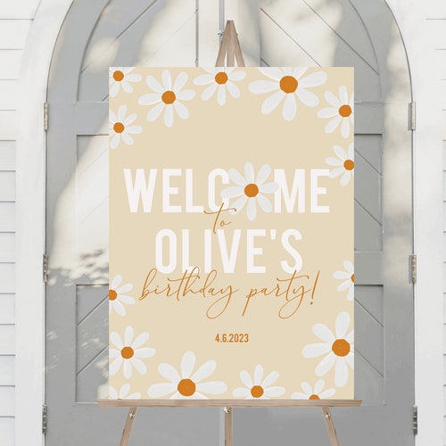 Retro Daisy Happy Birthday Banner Instant Download - Etsy