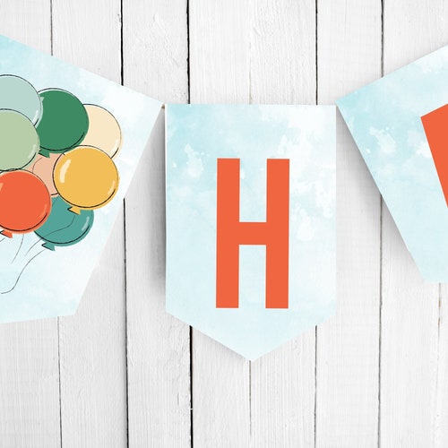 Balloon Birthday Banner Editable Download - Etsy