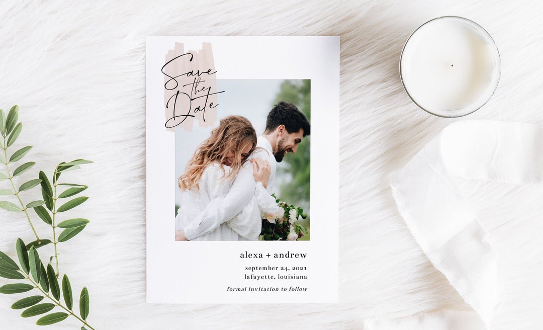 Script de acuarela Save the Date with Photo / Calligraphy Save our Date ...
