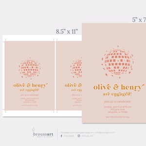 Retro Disco Engagement Party Invitations | Printable Instant Download ...
