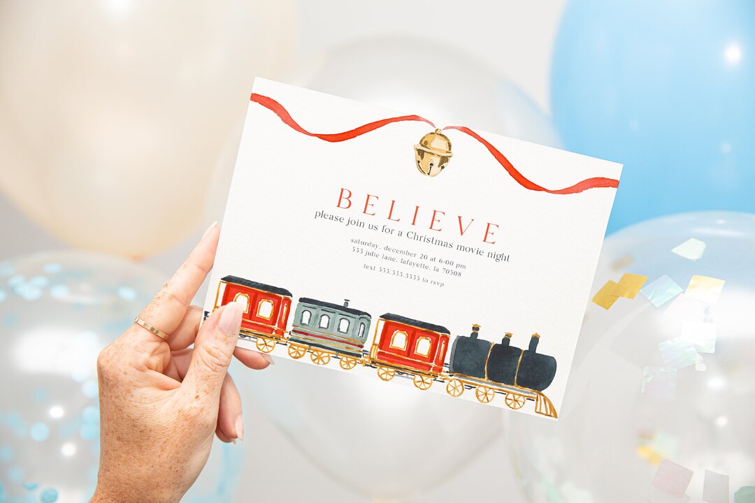 Christmas Train Party Invitation | Christmas Express Movie Night ...