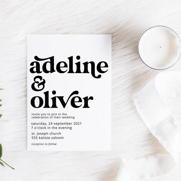 Typography Wedding Invitations - Etsy