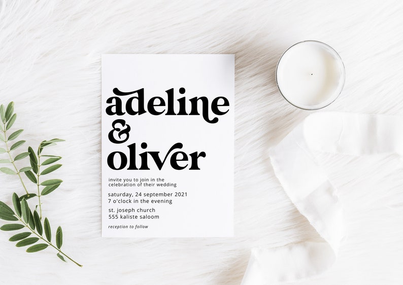 Retro Typographic Wedding Invitation Printable Instant - Etsy