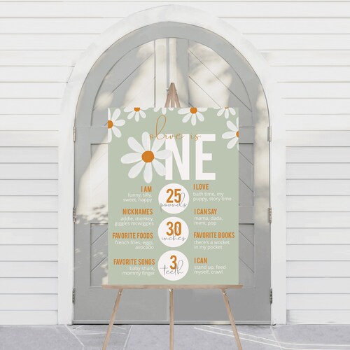 Retro Daisy First Birthday Party Invitations Printable - Etsy