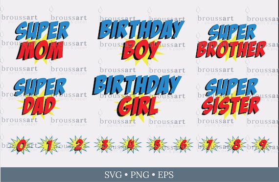 Superhero Birthday Party Clipart SVG Cut Files PNG EPS - Etsy