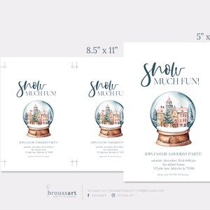 Snowglobe Christmas Party Invitation | Snow Much Fun Watercolor Invite ...