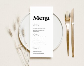 Colorful Retro Themed Wedding Menu Printable Bright and Modern Instant ...