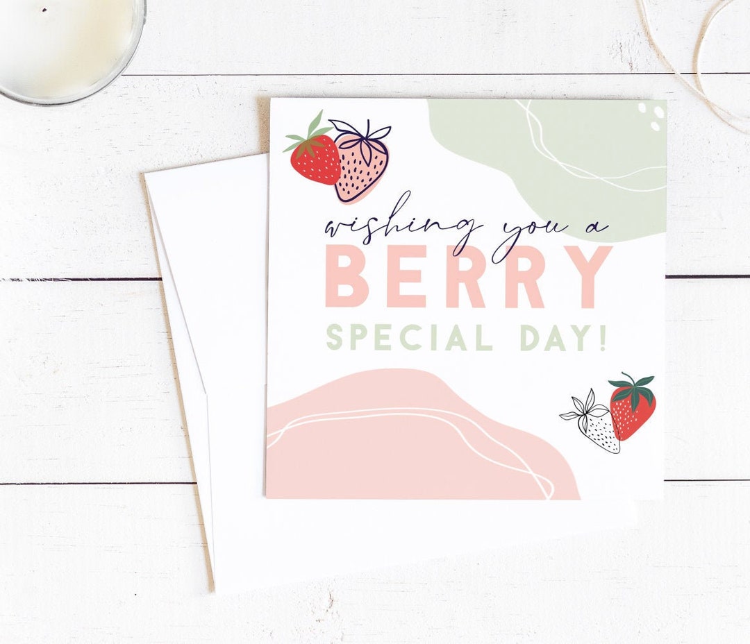 Printable Cute Berry Special Day Greeting Card | Strawberry Birthday ...