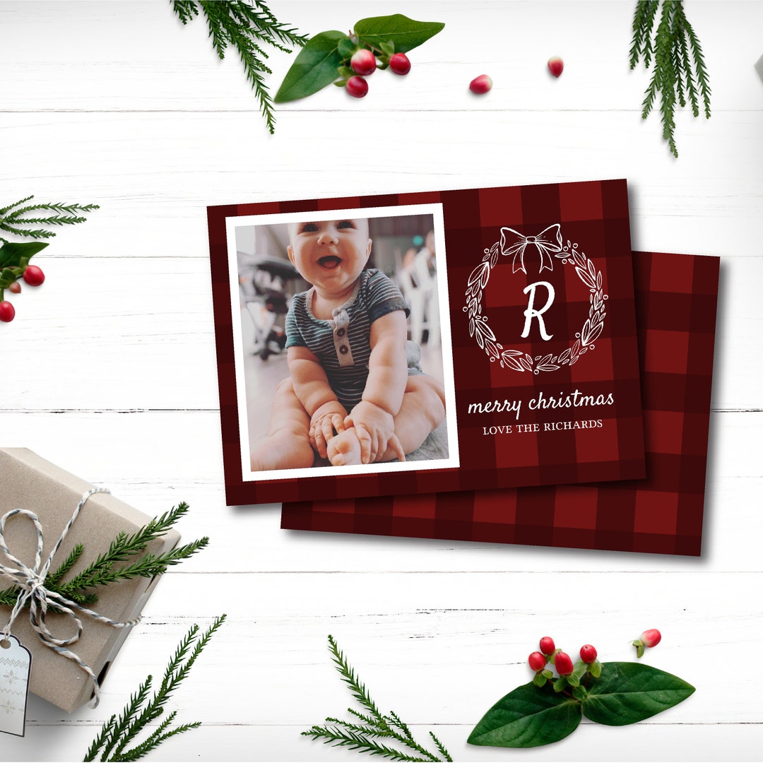 Buffalo Check Family Photo Christmas Cards Printable Instant Download ...