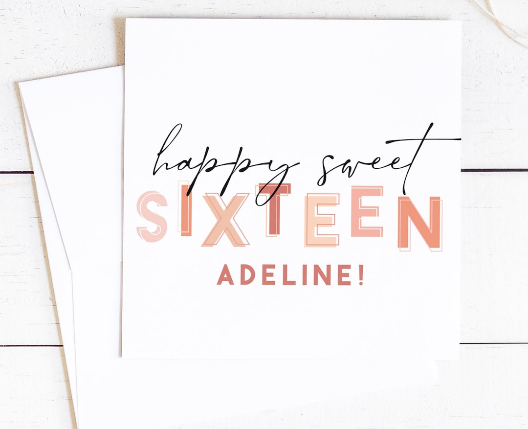 Printable Personalized Happy Sweet Sixteen Birthday Card | 16 Year Old ...