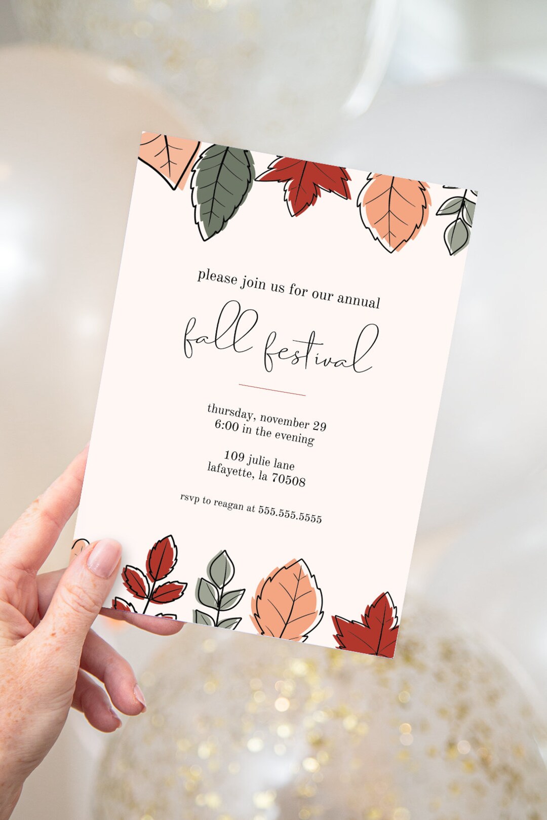 Modern Fall Festival Invitations | Printable Instant Download ...