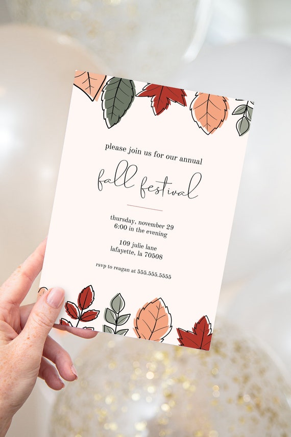Modern Fall Festival Invitations Printable Instant Download | Etsy