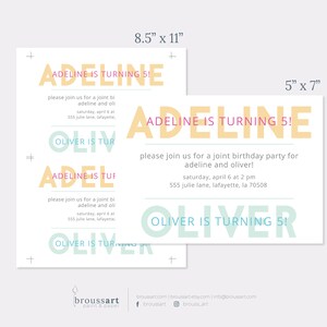 Joint Birthday Party Invitations | Printable Instant Download ...