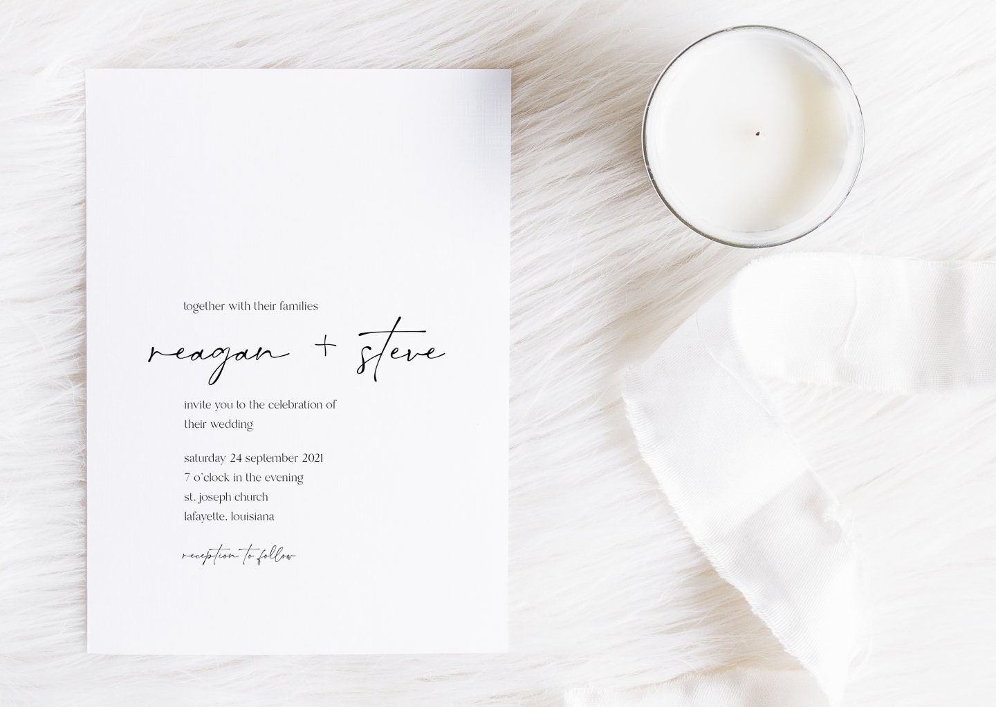 Minimalist Wedding Invitations and Reply Cards Script Modern | Etsy