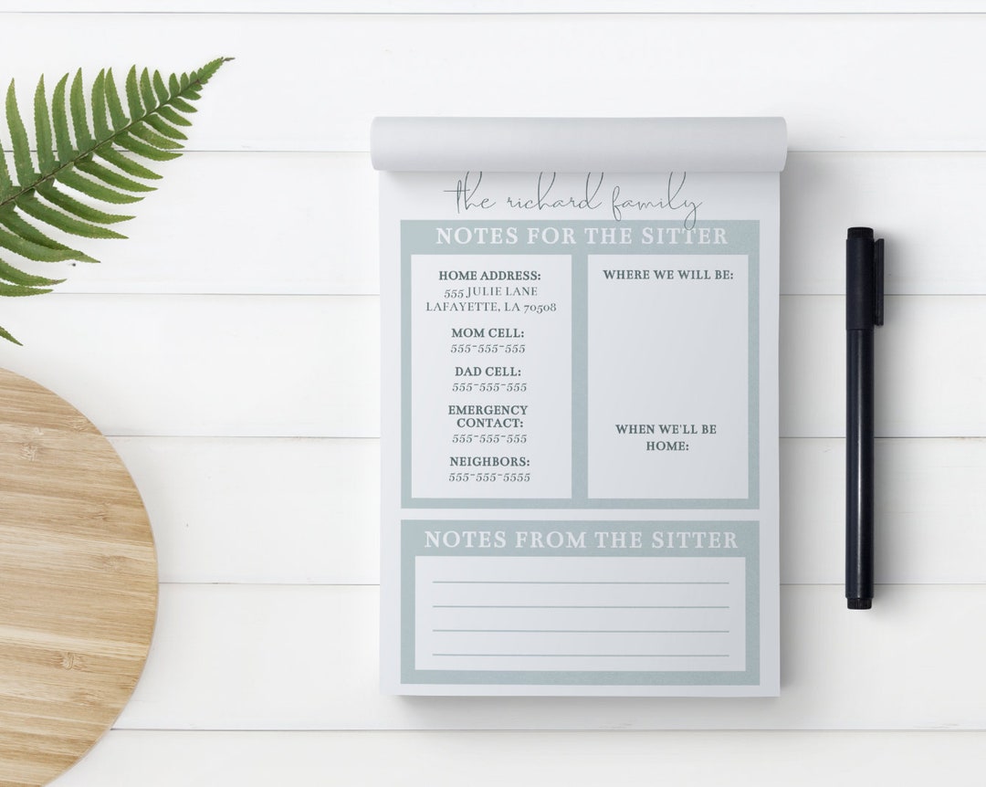Custom Baby Sitter Notepad | Personalized Nanny Memo Pad | Notes for ...