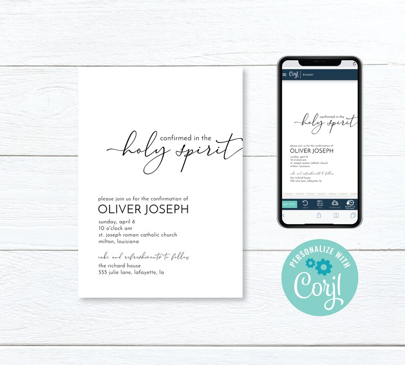 Confirmed in the Holy Spirit Invitations Minimalist | Etsy