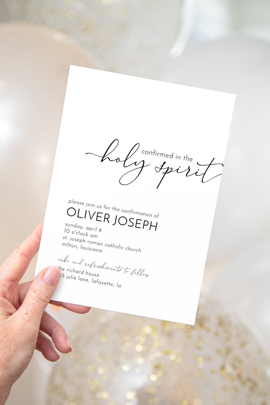 Confirmed in the Holy Spirit Invitations | Minimalist Confirmation ...
