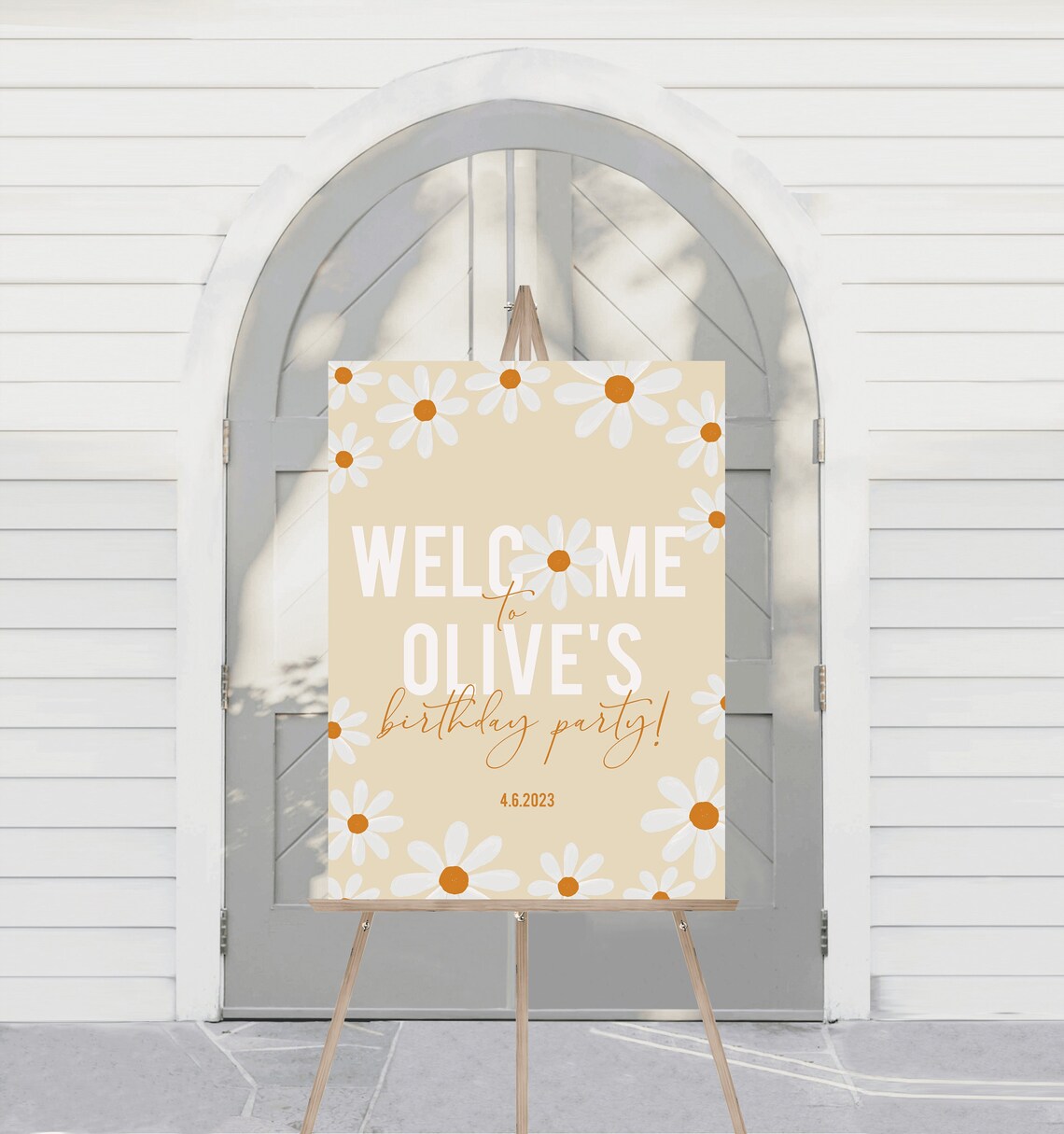 Retro Daisy Birthday Party Welcome Sign Printable Instant - Etsy