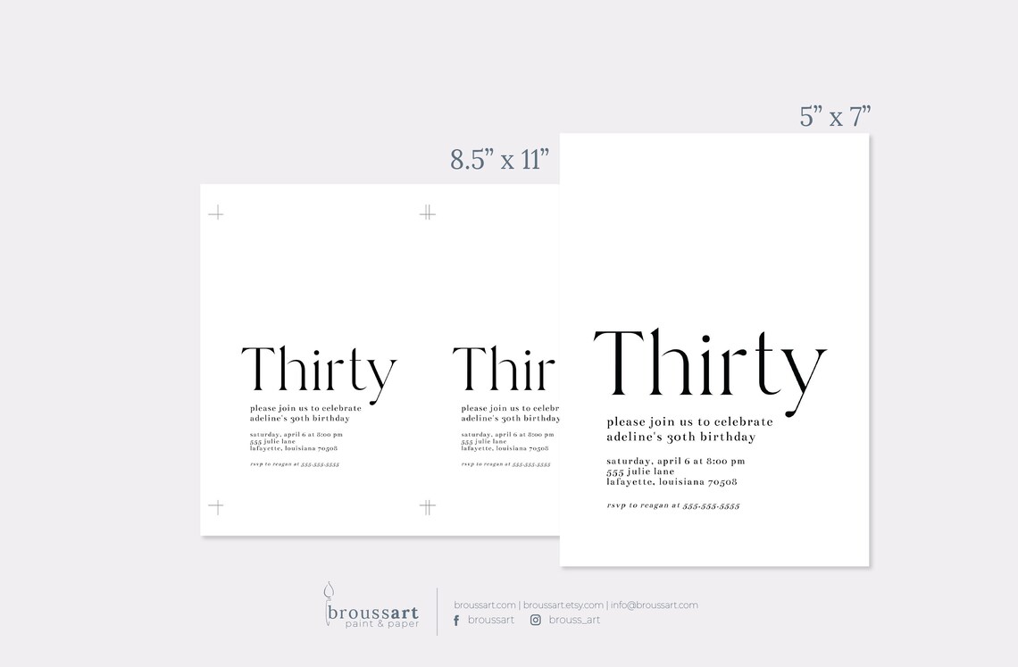 Minimalist Adult Birthday Party Invitations Printable | Etsy