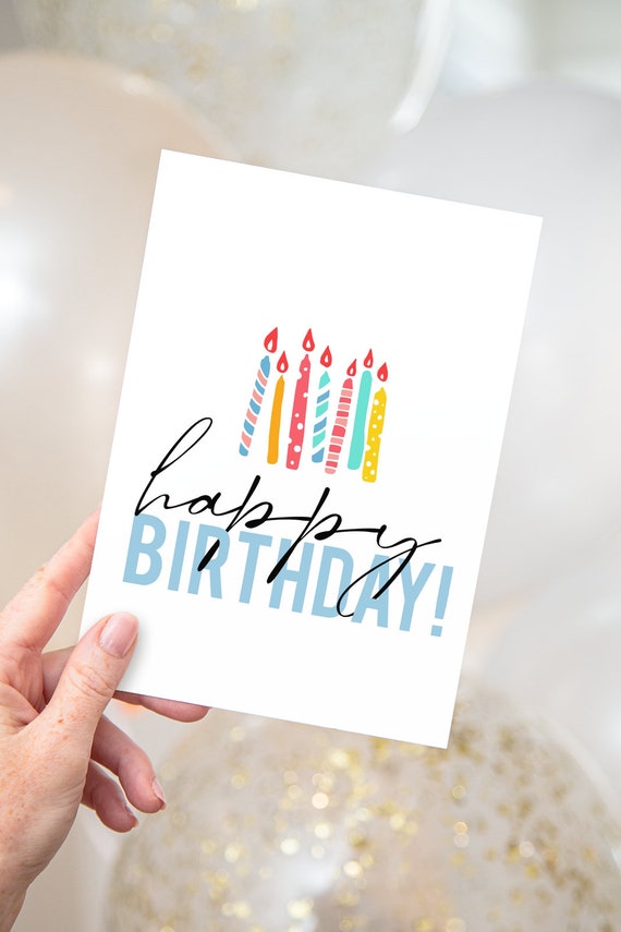 Printable Happy Birthday Card Blank Folded Greeting Card - Etsy