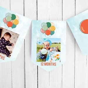 Colorful Balloon Monthly Milestone Photo Banner | Instant Download ...