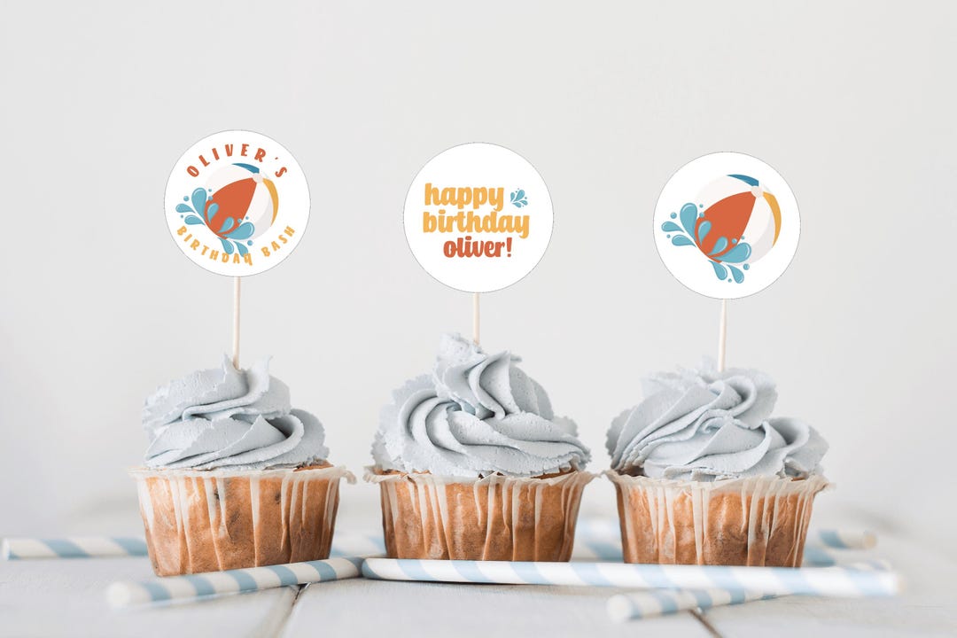 Splish Splash Summer Birthday Party Cupcake Toppers | Splash Pad ...
