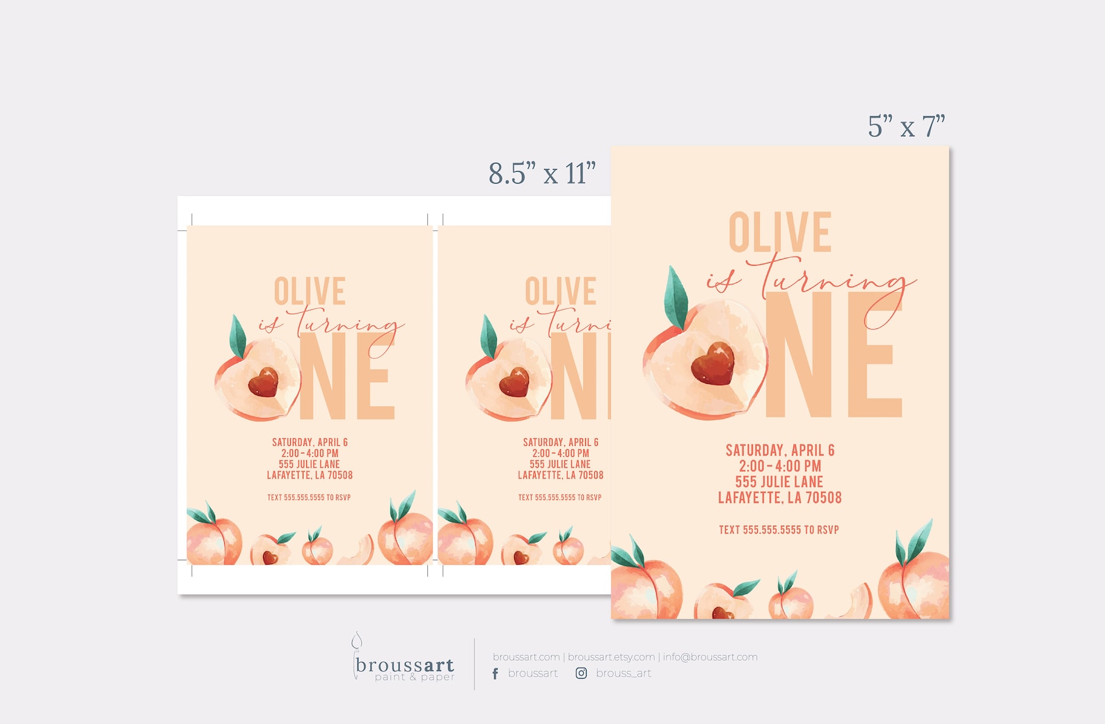 Peach First Birthday Party Invitations | Printable Instant Download ...