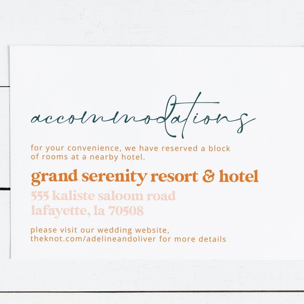Accommodation Cards - Etsy