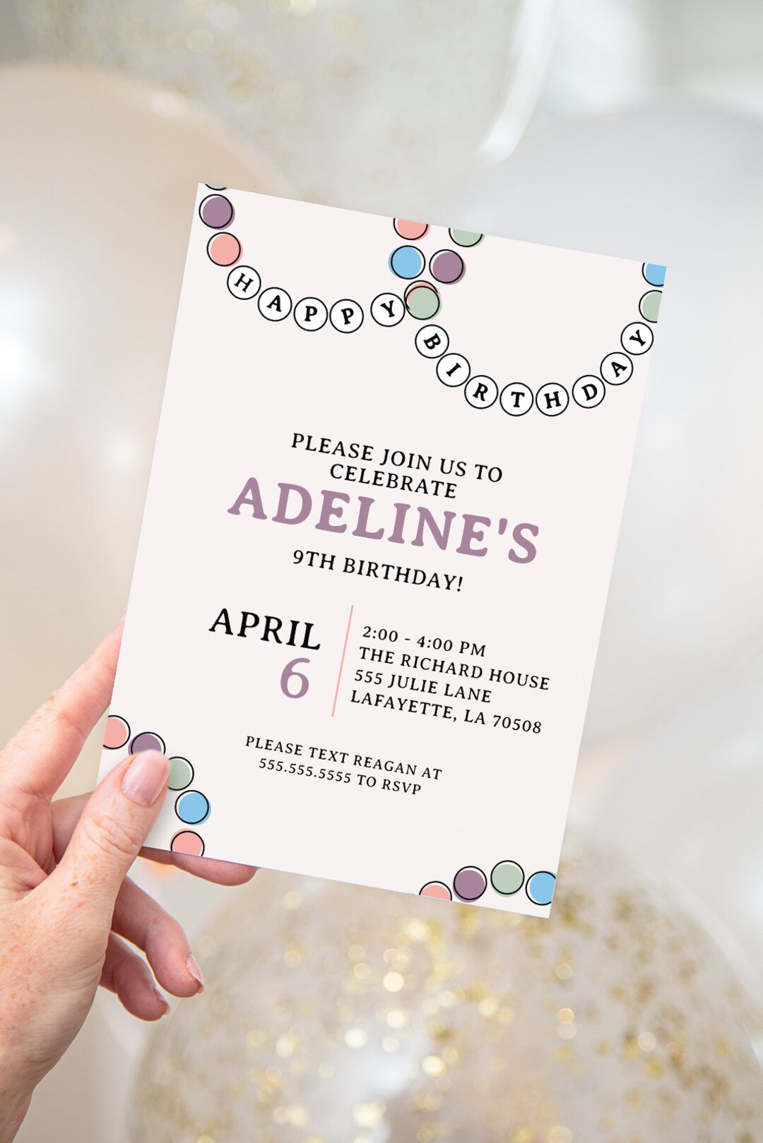 Friendship Bracelet Birthday Party Invitation | Printable Instant ...