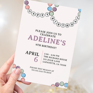 Friendship Bracelet Birthday Party Invitation | Printable Instant ...