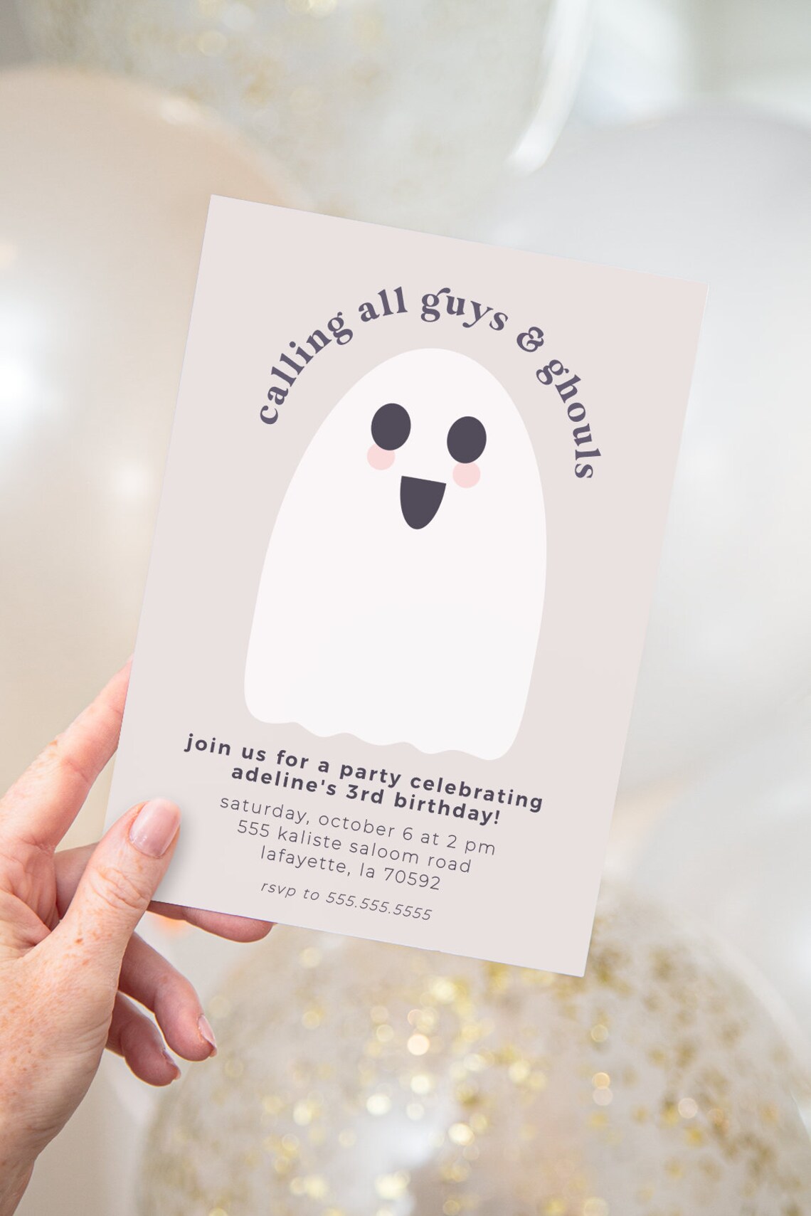 Cute Ghost Birthday Party Invitation Fun Girl Halloween - Etsy
