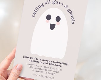 Halloween Birthday Party Invitation Cute Spooky Celebration Printable ...