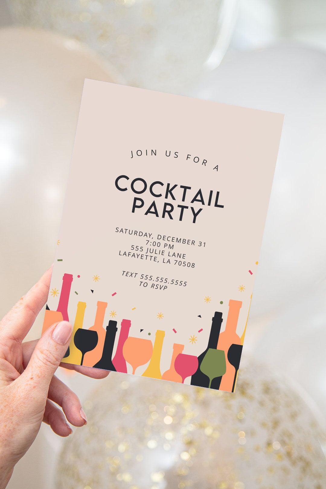 Modern Cocktail Party Invitation | Printable Instant Download ...