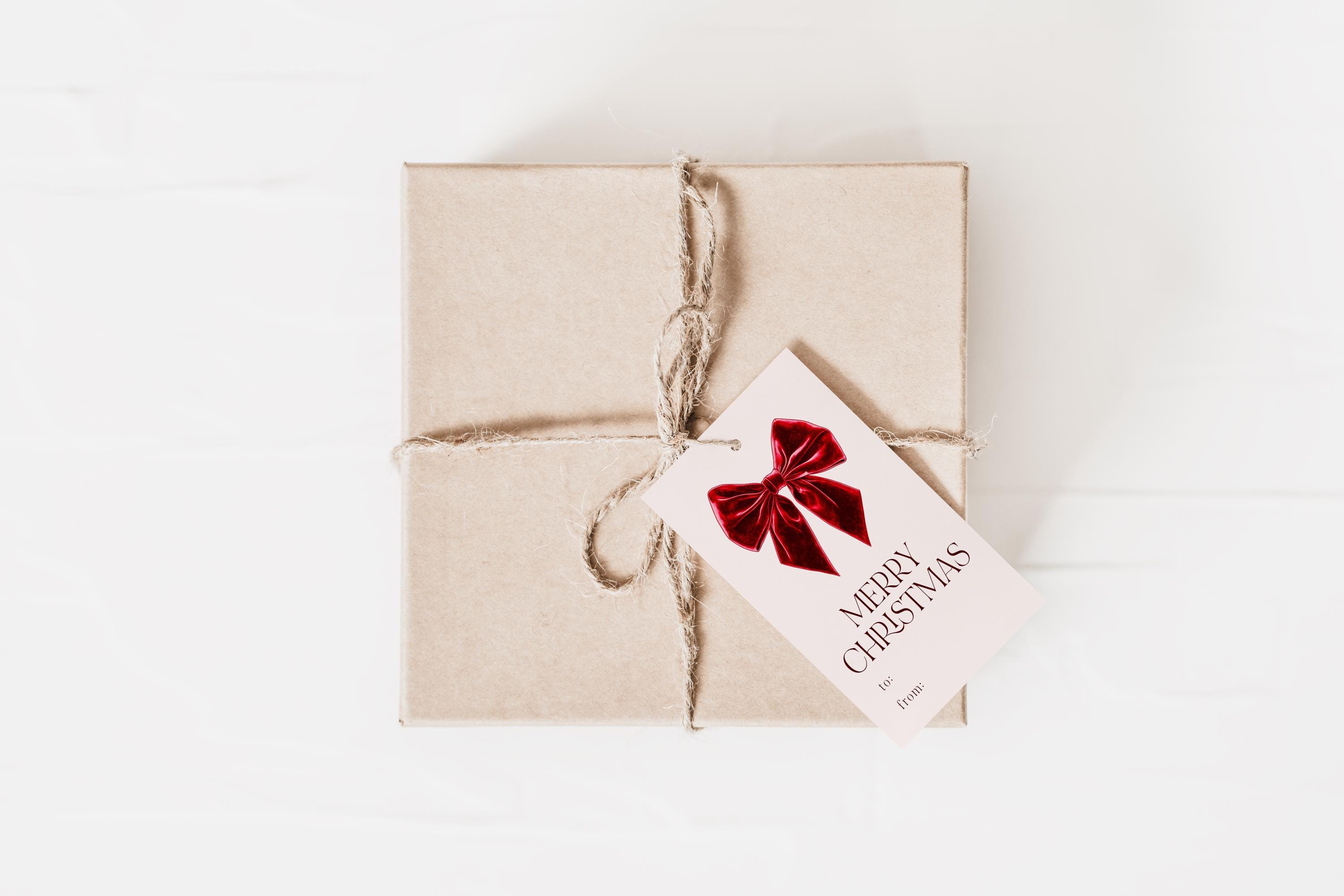 Custom Red Bow Christmas Tag | Printable Merry Xmas Favor Tags ...