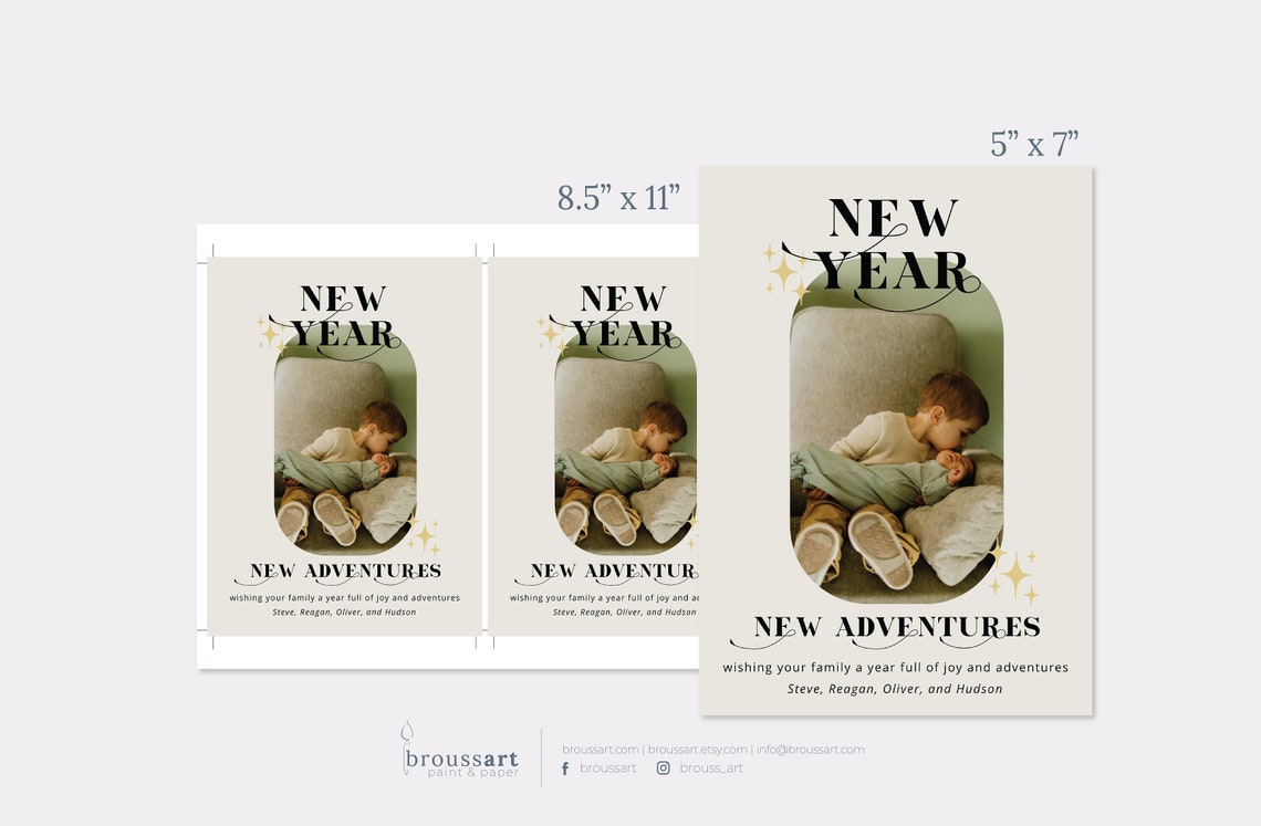 New Year Family Photo Card | New Year New Adventures | Baby | Printable ...
