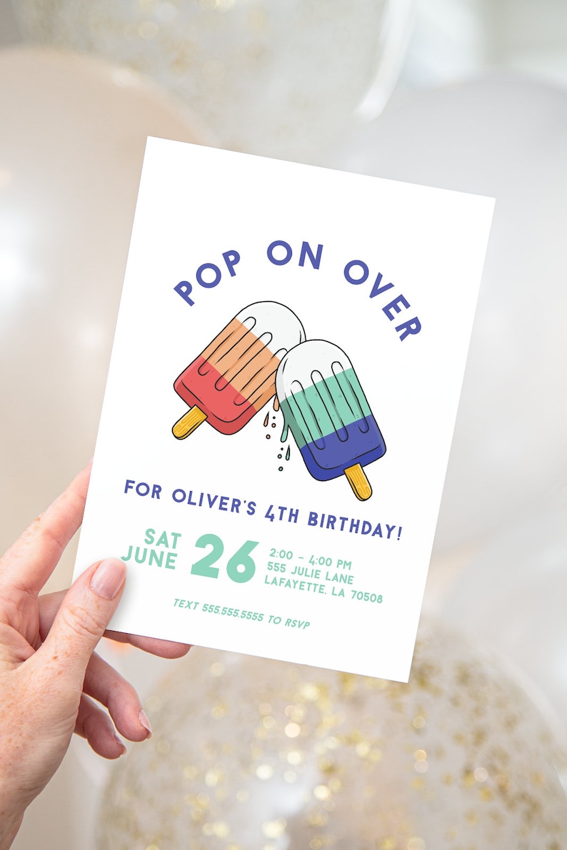 Popsicle Birthday Party Invitation Summer Pop on Over - Etsy