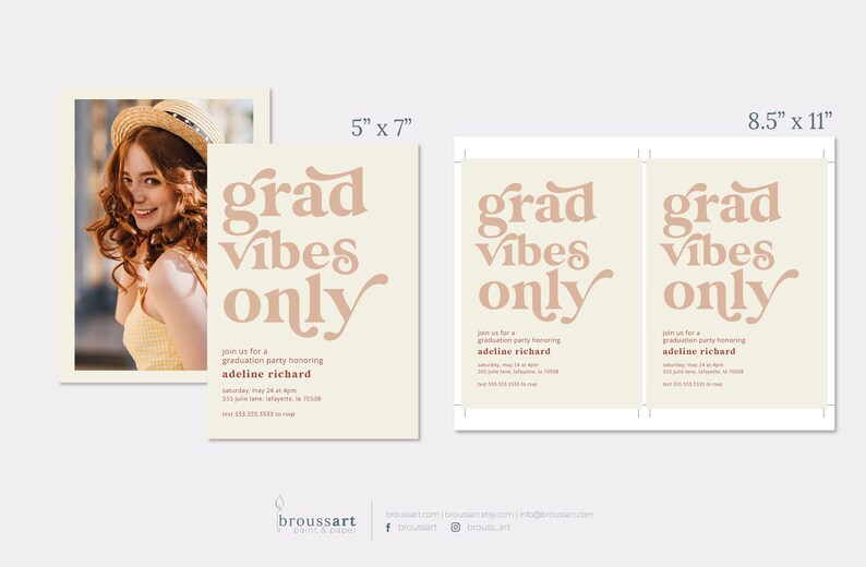 Retro Grad Vibes Only Graduation Party Invitation Class of - Etsy