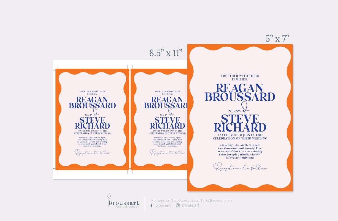 Wavy Playful Wedding Invitation Suite | Bright Colorful Modern Invite ...