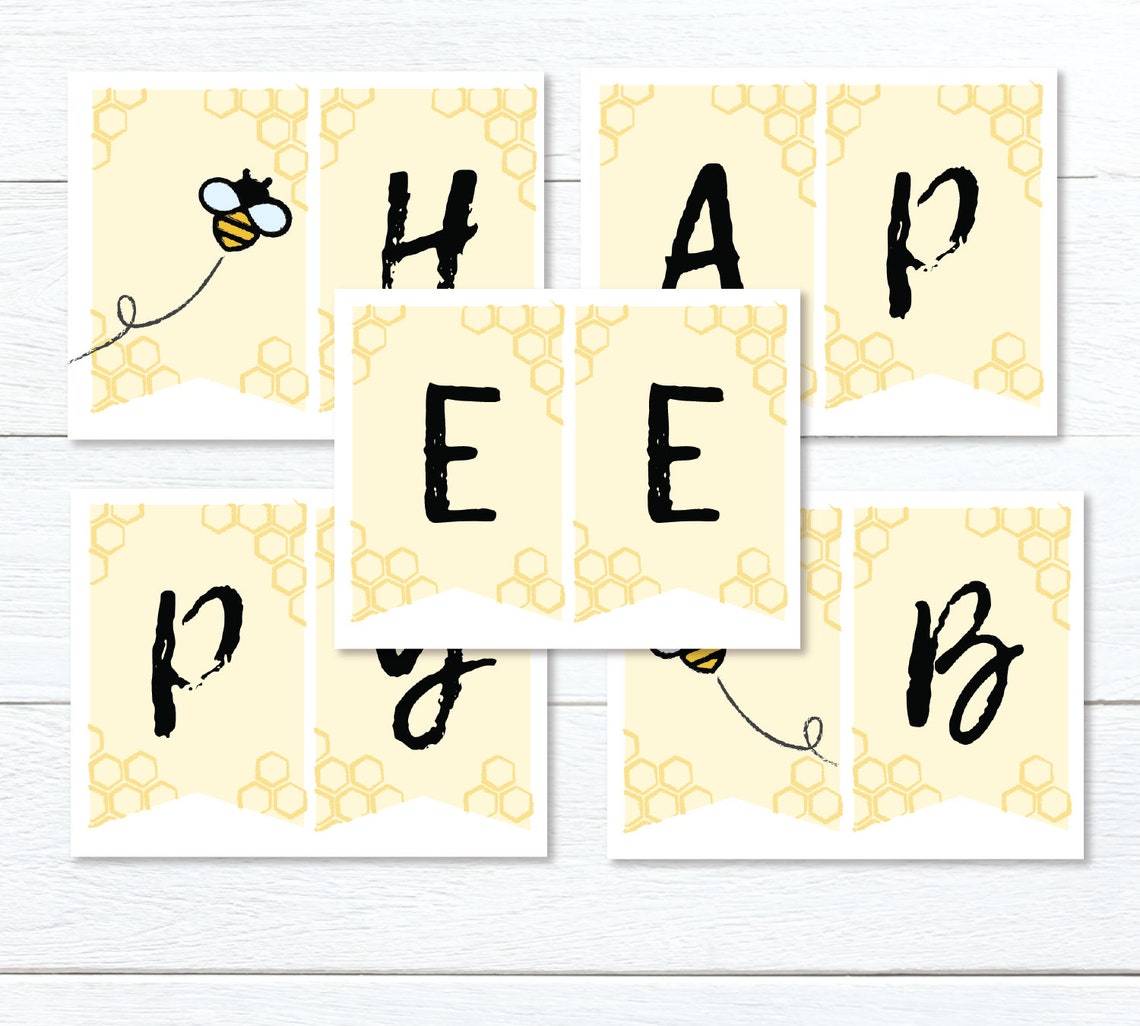 Printable Bee Day Birthday Banner Editable Instant Download | Etsy