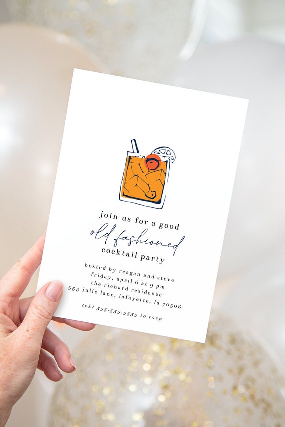 Old Fashioned Cocktail Party Invitations Drink Pun Invites - Etsy Ireland