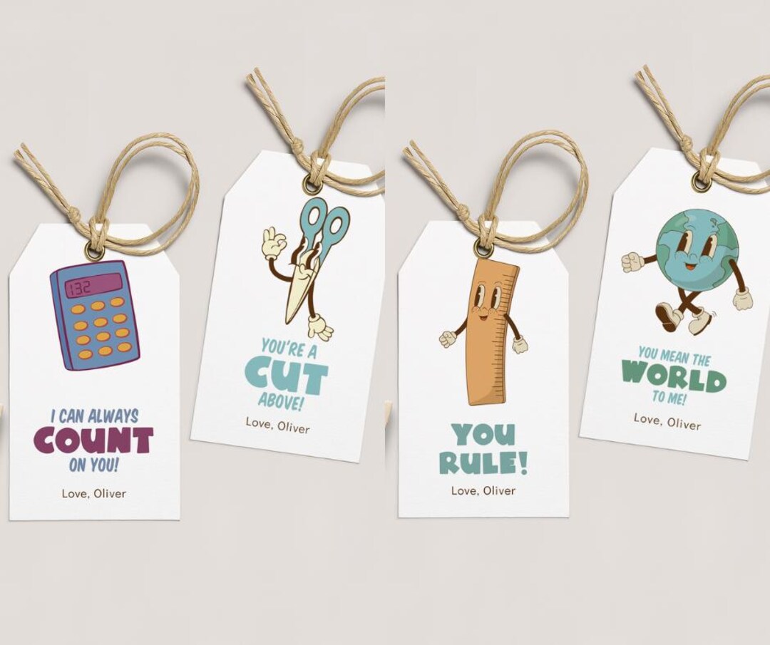 Vintage School Supply Puns Teacher Appreciation Week Gift Tag Set ...