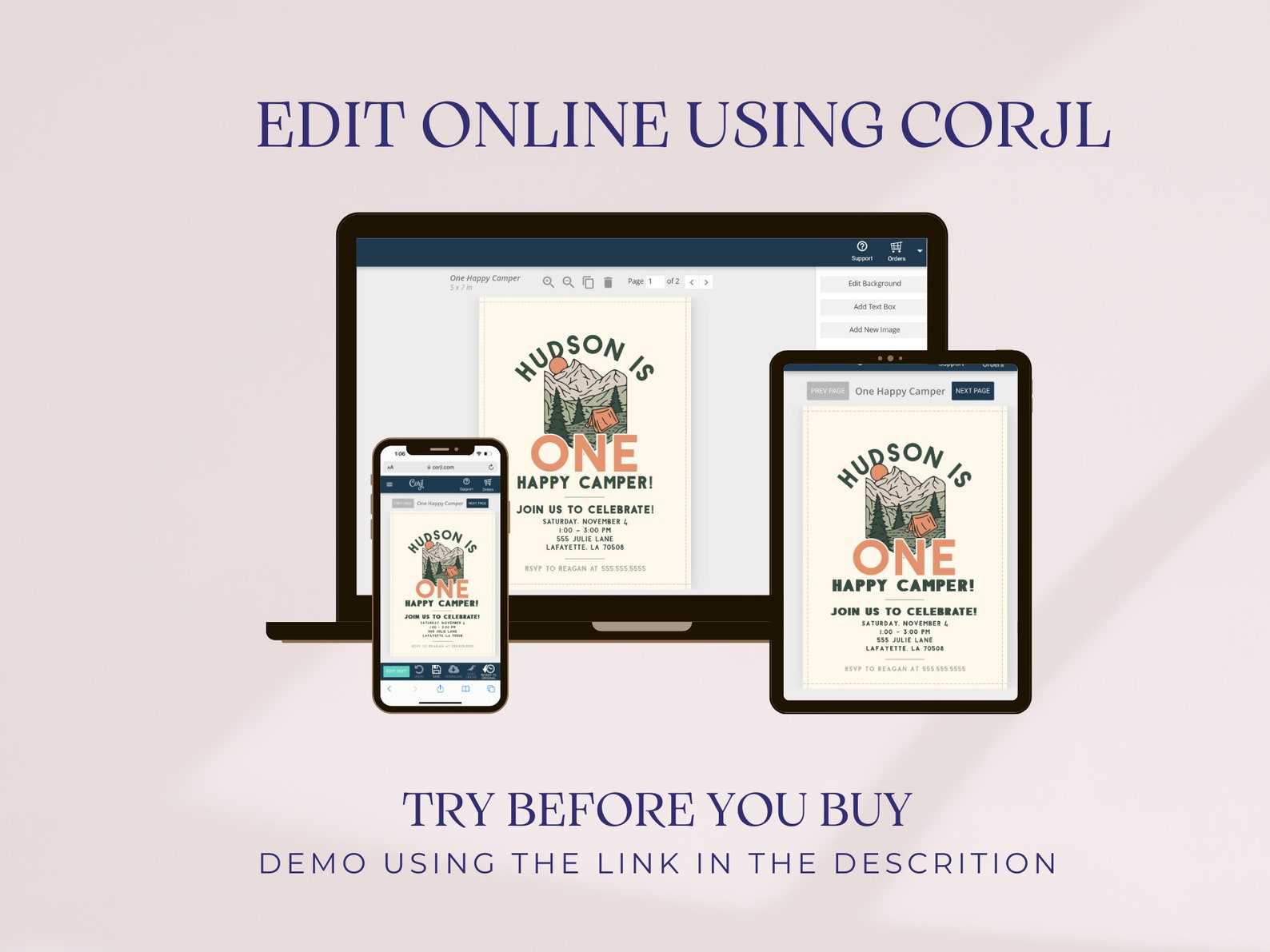 Camp Themed Birthday Party Invitations | Printable Instant Download ...