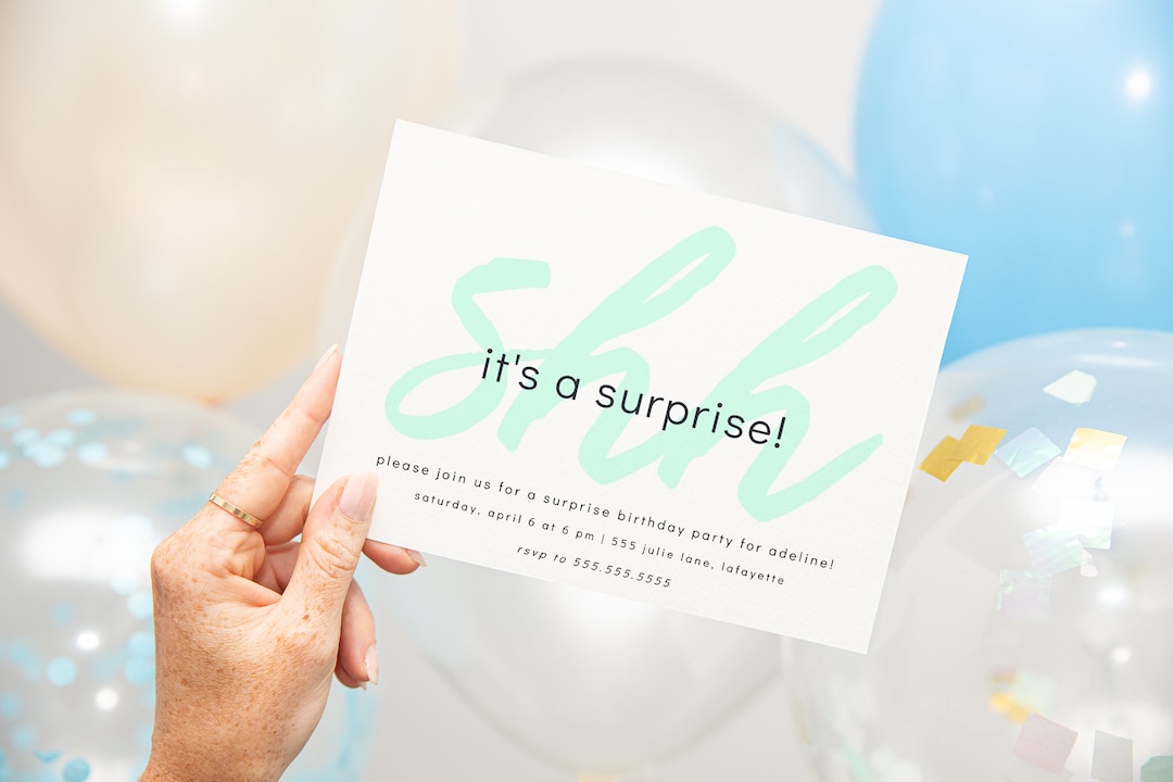 Surprise Party Invitations | Shh It's A Surprise Birthday Party Invites ...