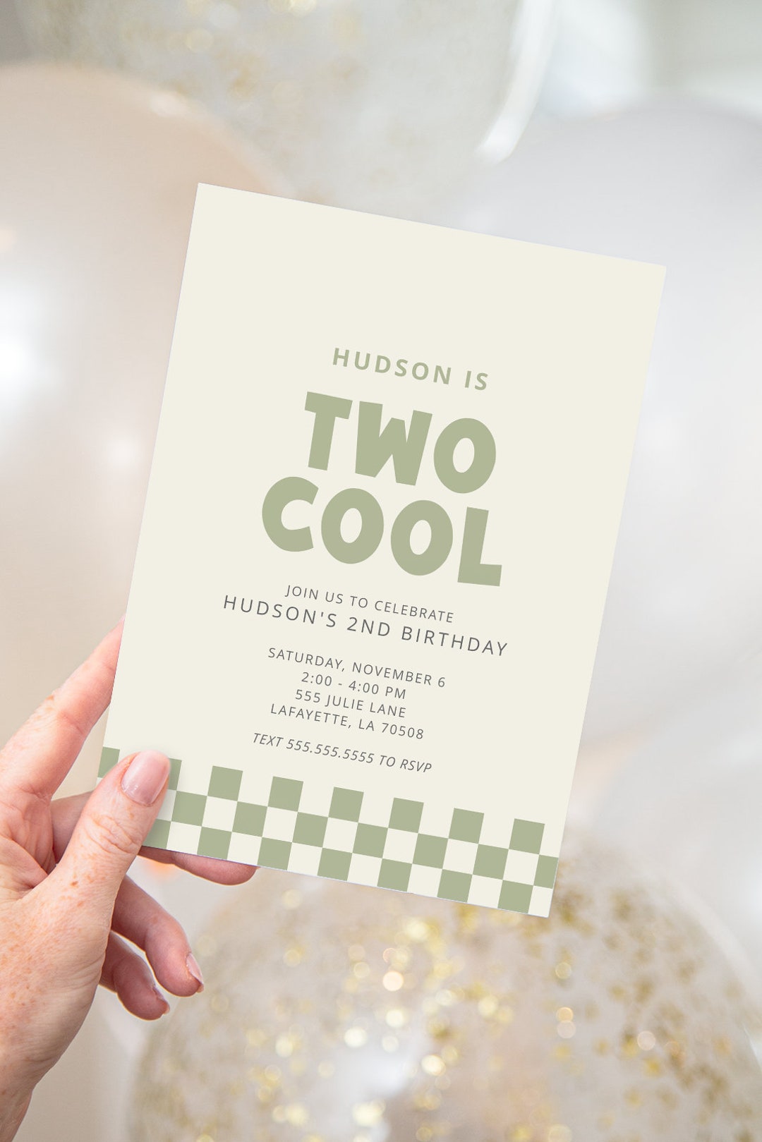 Two Cool - Editable Checkered Birthday Invitations for Two Year Old - Printable Instant Download ...