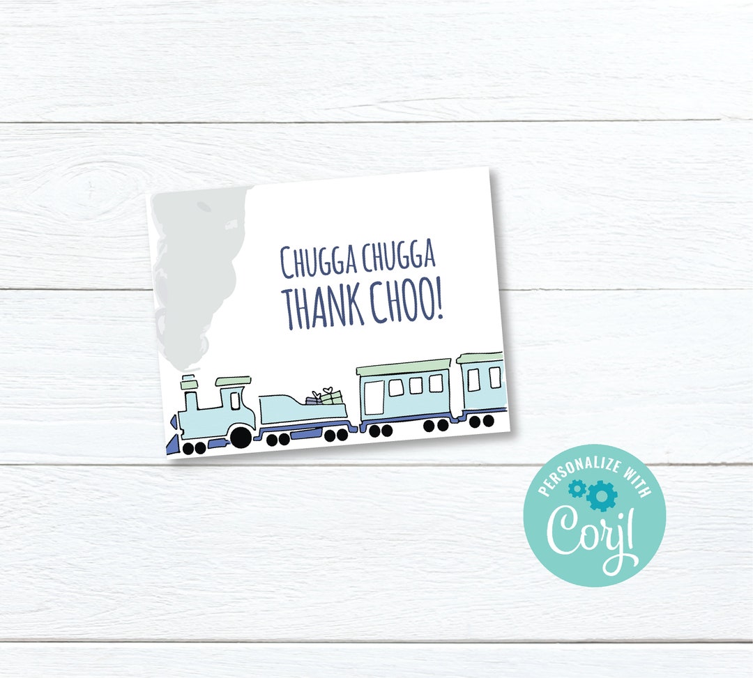Printable Chugga Chugga Thank You Card | Edit & Download - Etsy