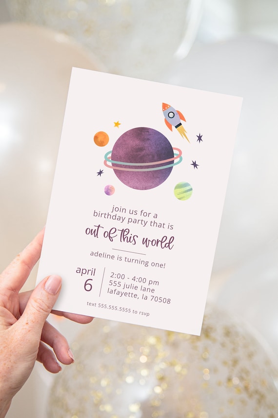Out of This World Galaxy Birthday Party Invitation Printable | Etsy